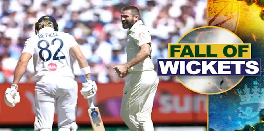Watch ENG Fall of Wickets vs AUS: 4th Test, 1st Inns on JioHotstar with ...